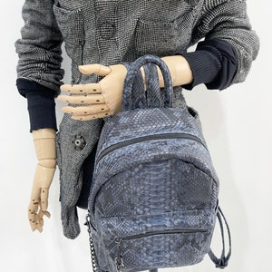 Python Leather Backpack, Snakeskin Backpack, Gray Leather Rucksack ...