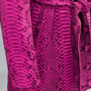 Pink Snakeskin Woman’s Coat, Pink Python Leather Coat, Woman’s Leather ...