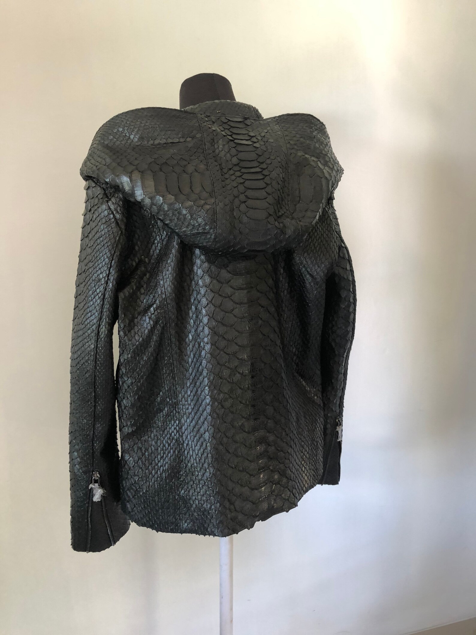 Dragon Python Leather Jacket, Hooded Women's Snakeskin Jacket, King ...