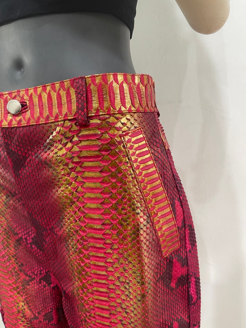 Python Leather Pants Snakeskin Culottes Pants Leather - Etsy