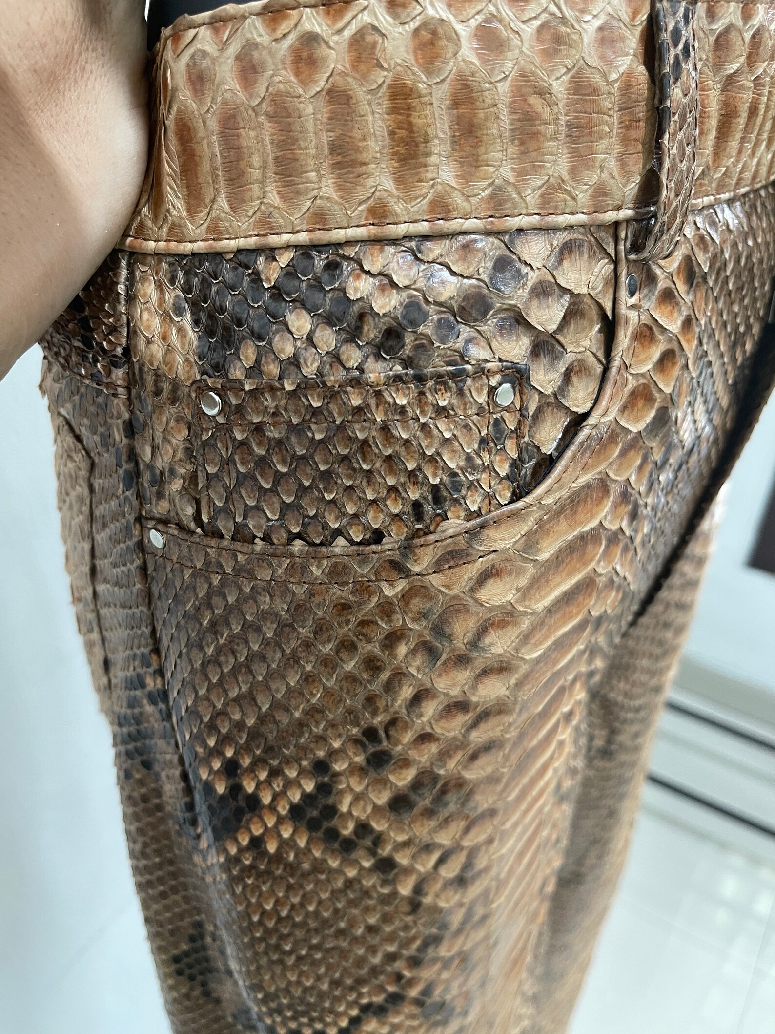 Python Leather Pants Snakeskin Pants Black Leather Pants - Etsy