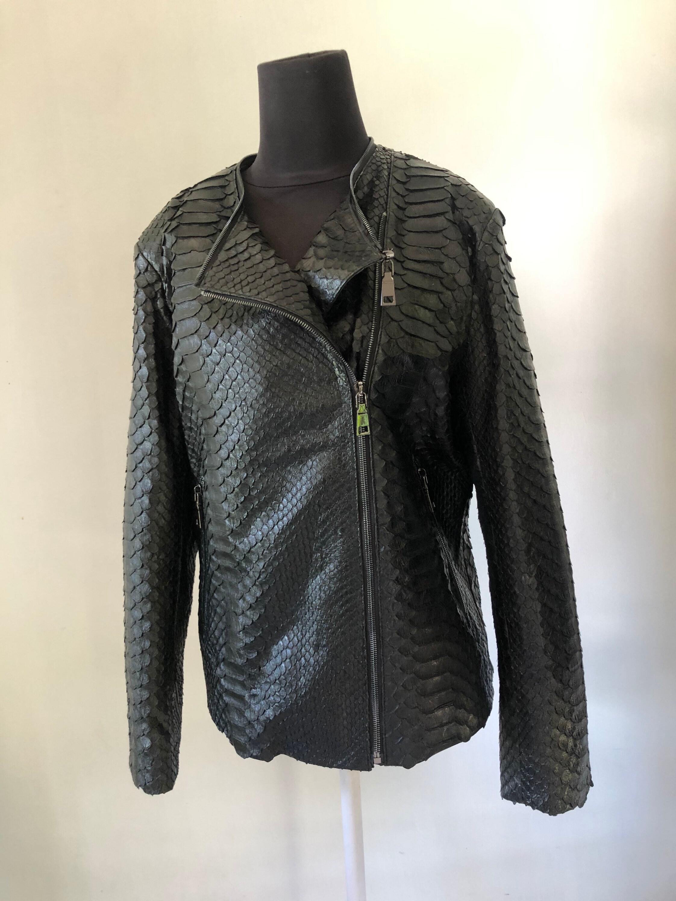 Dragon Python Leather Jacket Hooded Women's Snakeskin - Etsy