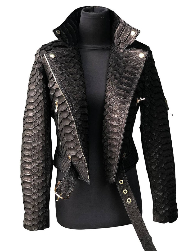 Woman's Snakeskin Biker Jacket King Python Leather - Etsy