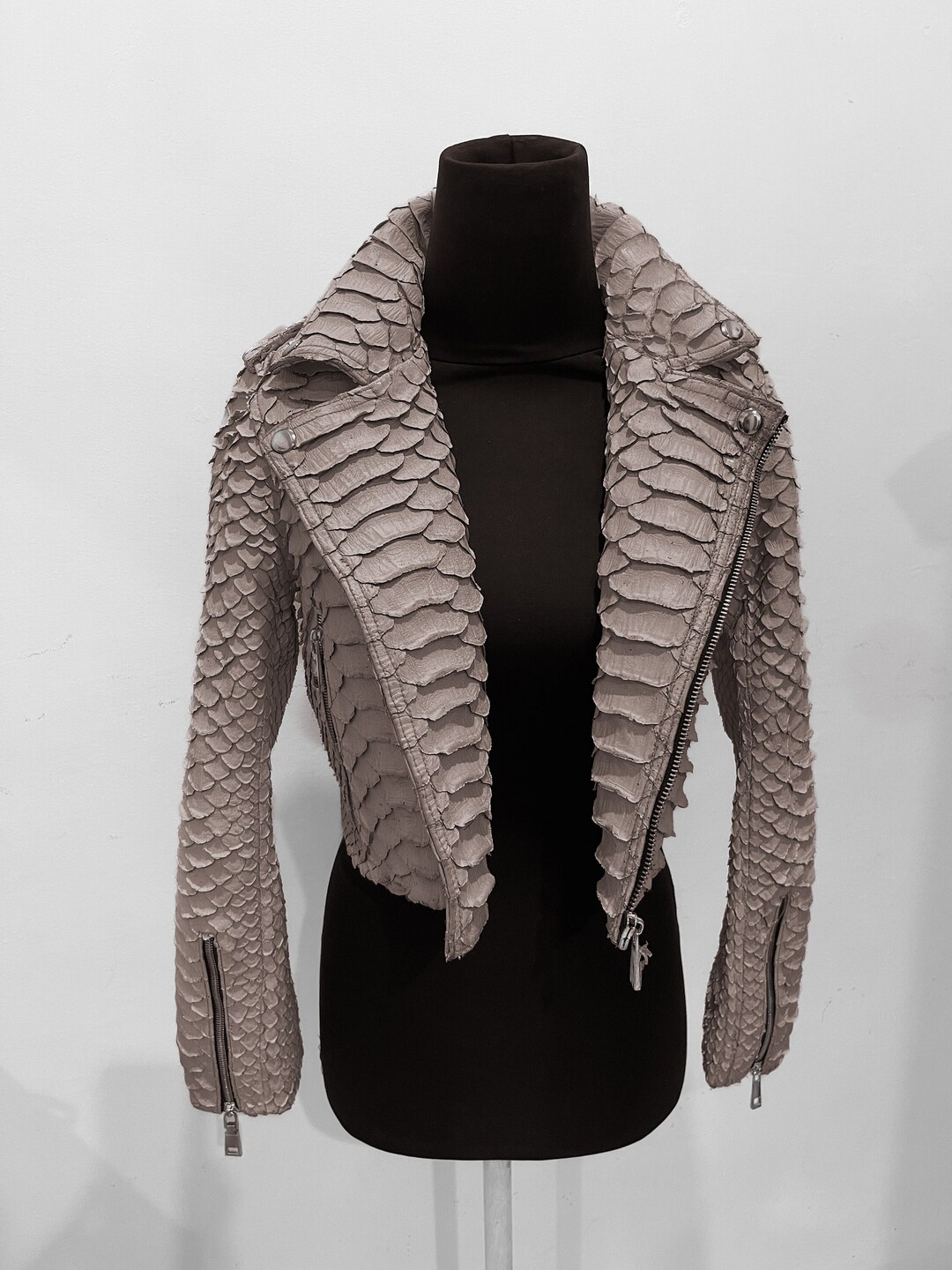 Custom Python Leather Biker Jacket, King Python Leather Jacket for ...