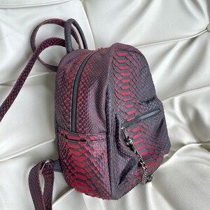 Python Leather Backpack, Snakeskin Backpack, Red Leather Rucksack ...