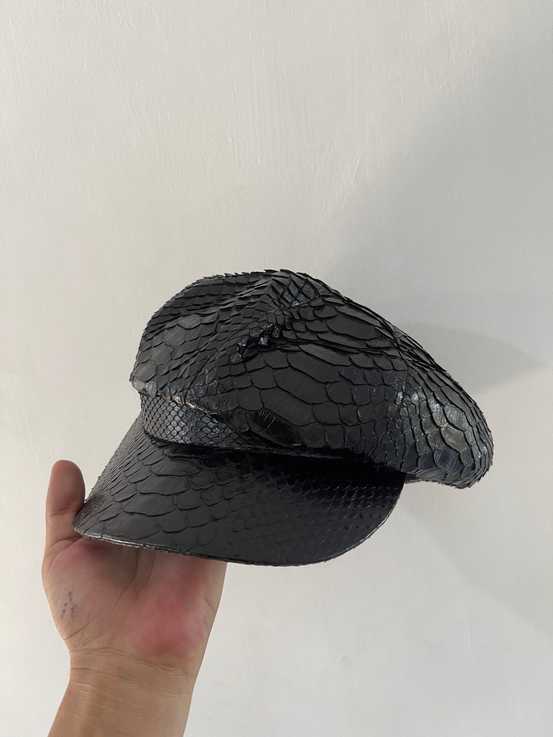 Snakeskin Hat Python Leather Cap Black Snake Skin Hat | Etsy