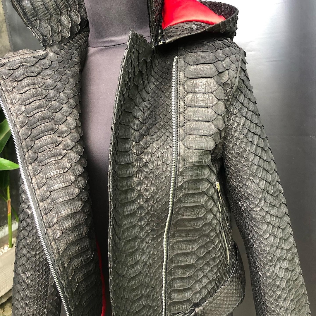 King Python Leather Jacket, Women's Snakeskin Jacket, King Python ...