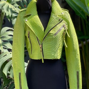 Green Snakeskin Jacket, Women’s Python Leather Jacket, Glossy Snakeskin ...