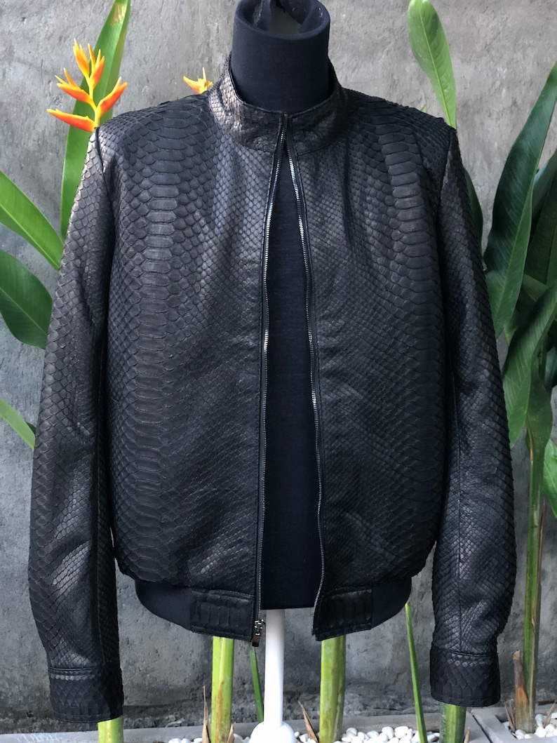 Men's Snakeskin Jacket Black Python Leather Jacket - Etsy
