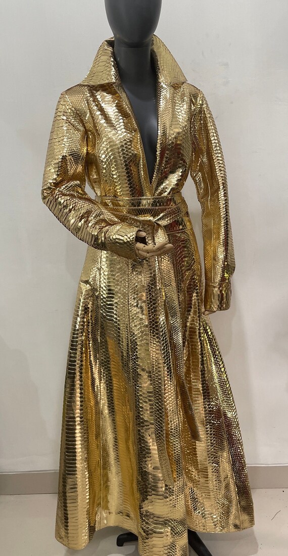 Womans Golden Snakeskin Coat Python Leather Coat Golden - Etsy