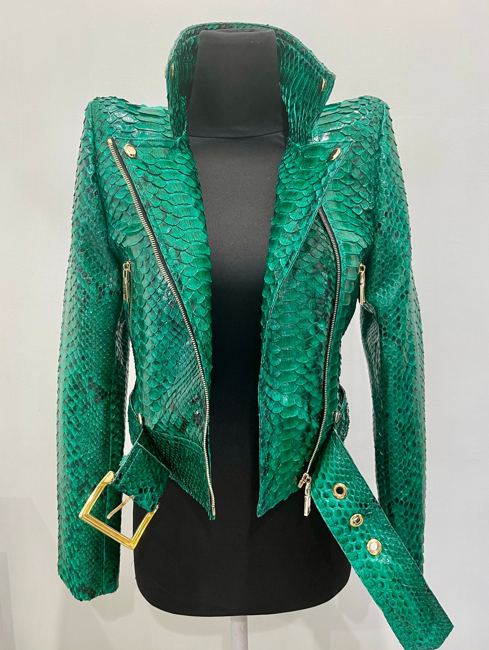 Green Snakeskin Jacket Womens Python Leather Emerald | Etsy