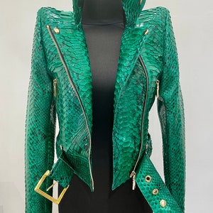 Green Snakeskin Jacket | Women’s Python Leather | Emerald Leather ...