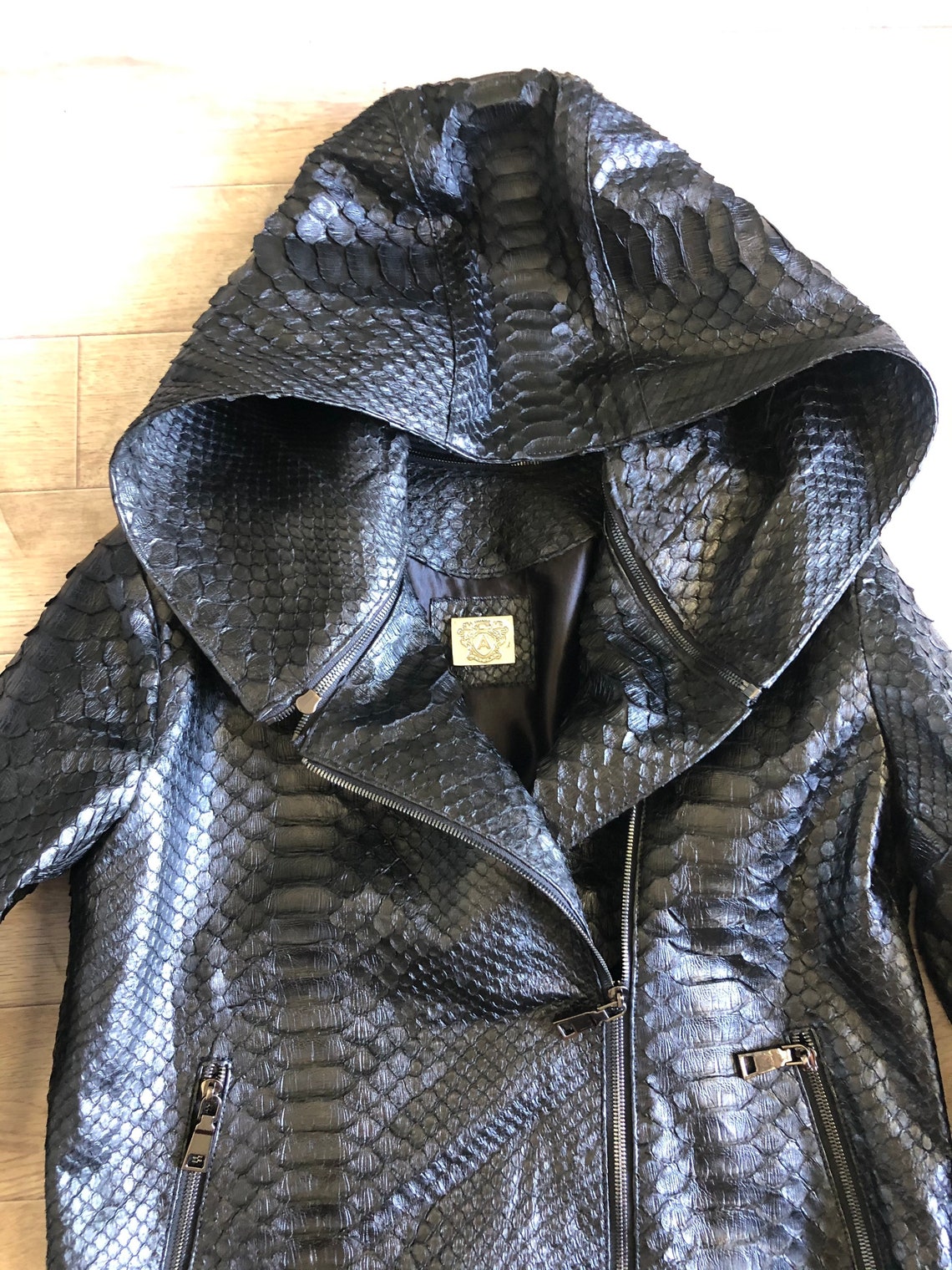 Dragon Python Leather Jacket Hooded Women's Snakeskin - Etsy