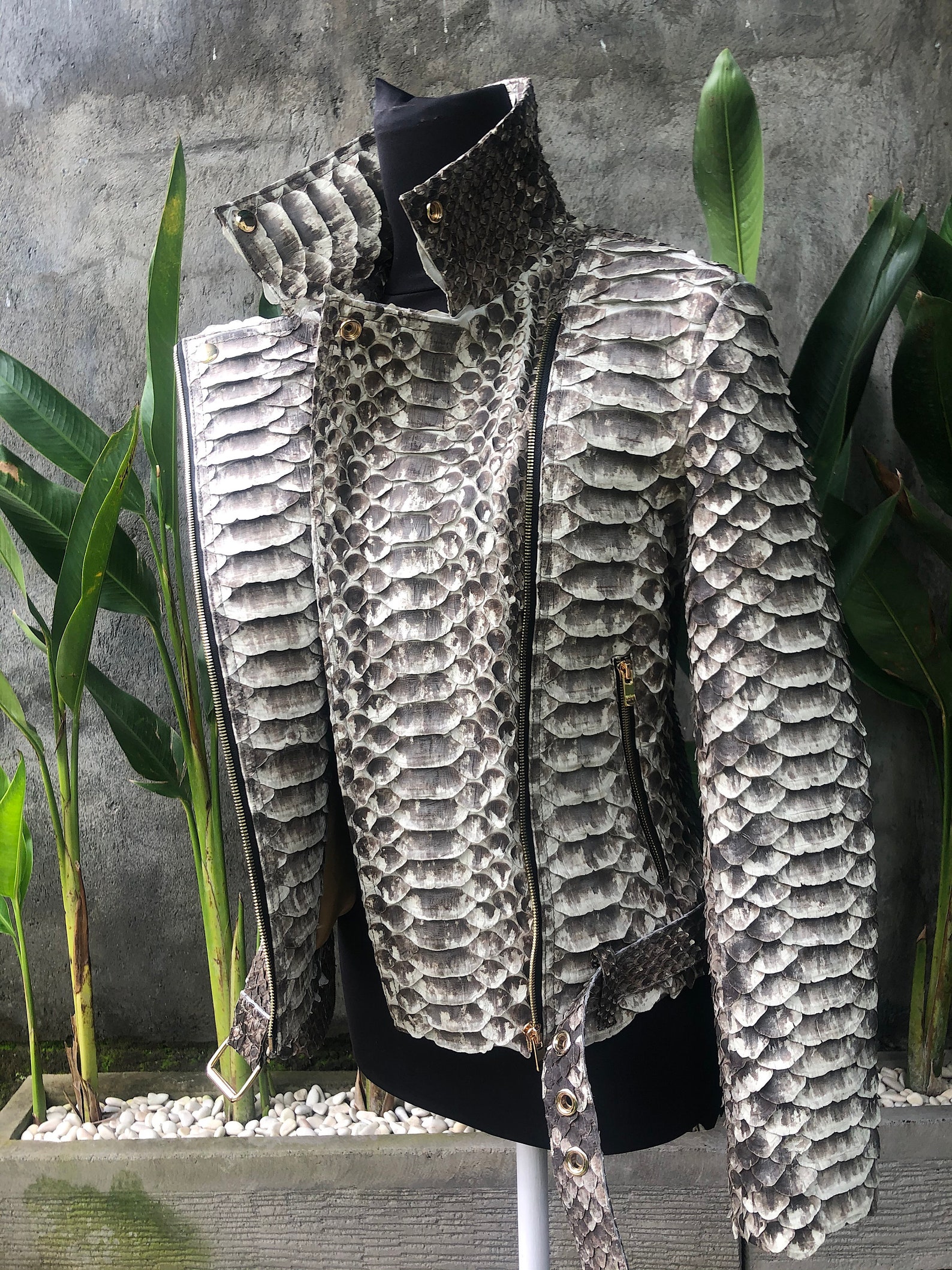 Dragon Python Leather Jacket Women's Snakeskin Jacket - Etsy Norway