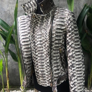 Dragon Python Leather Jacket, Women's Snakeskin Jacket, Natural King ...