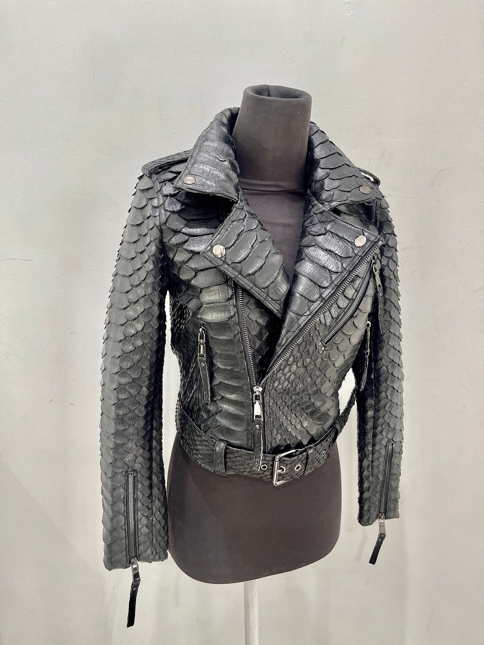 Custom Python Leather Jacket Womans Biker Snakeskin Jacket - Etsy
