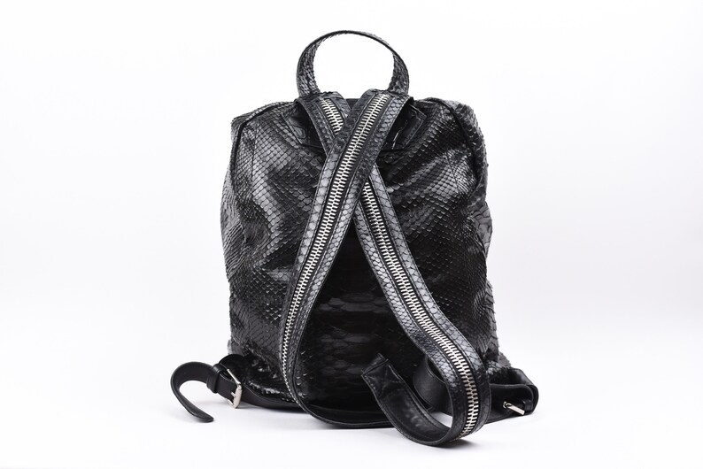 Snakeskin Backpack Unisex Black Python Leather Backpack | Etsy