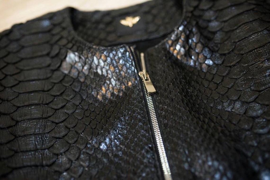 Snakeskin Jacket Exotic Python Natural Fine Leather Textured | Etsy