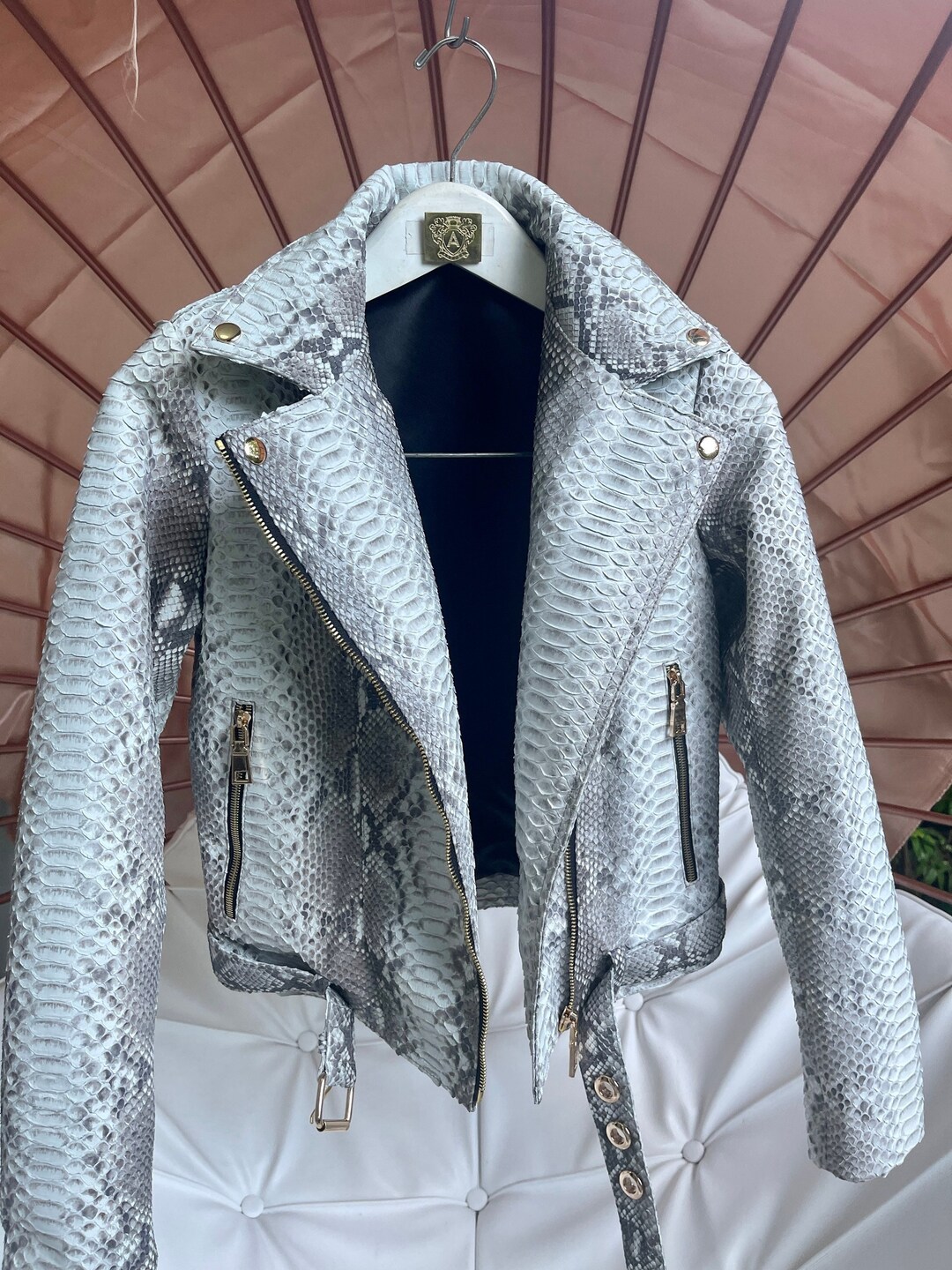 Women's Snakeskin Jacket, Python Leather Jacket, Real Python Leather ...
