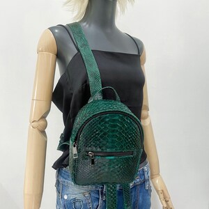 Python Leather Backpack, Snakeskin Backpack, Geen Leather Rucksack, Custom Leather Backpack - Etsy