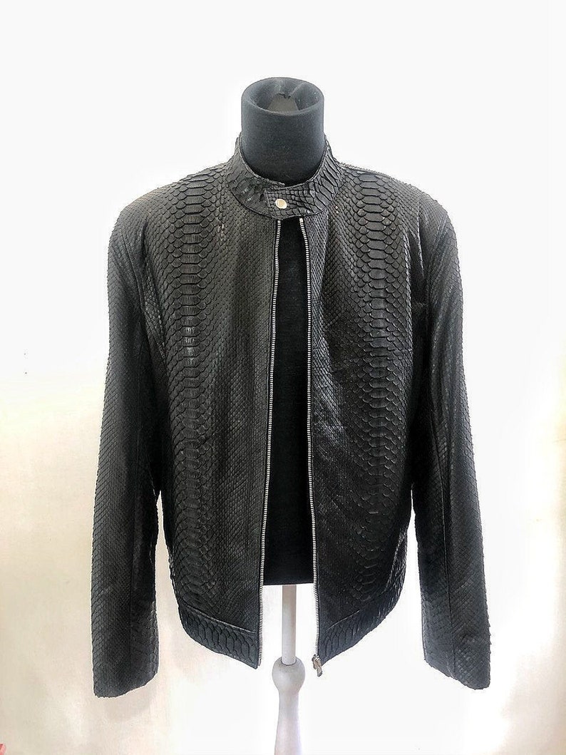 Snakeskin Jacket for Man Black Python Leather Jacket Natural | Etsy