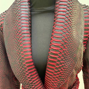 Woman Snakeskin Jacket, Red Python Leather Jacket, Woman Red Snakeskin ...
