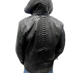 Man’s KING Snakeskin Custom Biker Jacket, Black Python Leather Jacket ...
