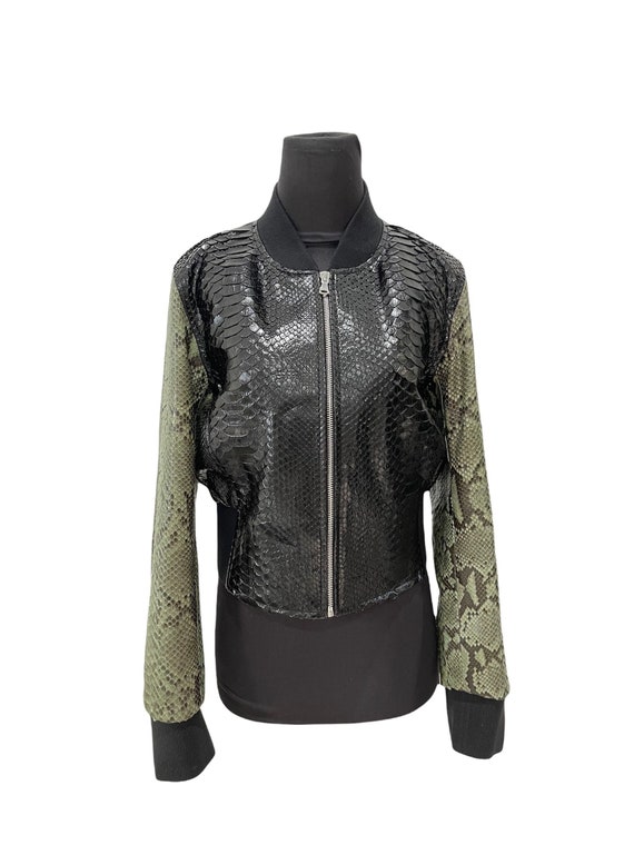 Snakeskin Bomber Jacket Python Leather Jacket Leather - Etsy