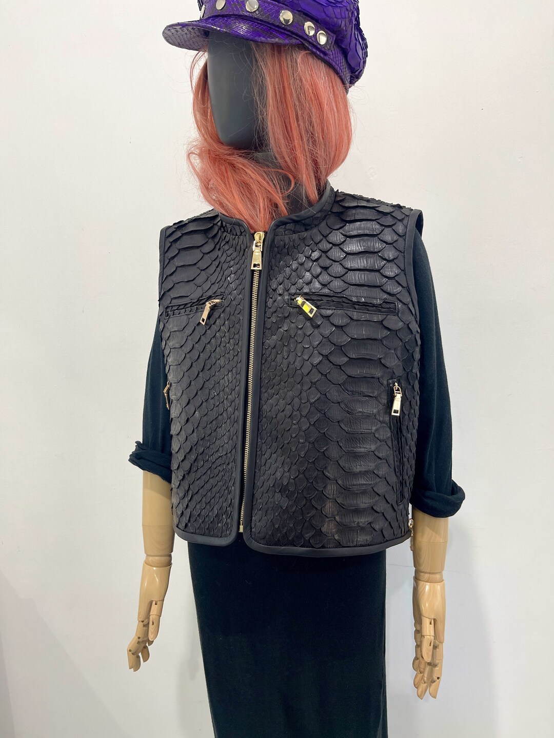 Dragon Python Leather Vest, King Python Vest, Woman Snakeskin Vest ...