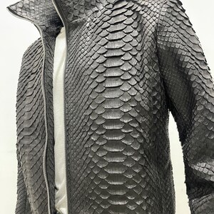 Men's KING Snakeskin Jacket, Black Python Leather Jacket for Men ...
