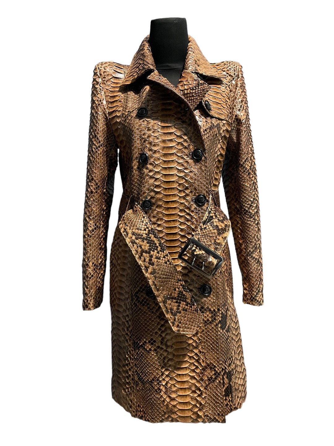 Woman's Dragon Python Leather Trench Coat Snakeskin - Etsy