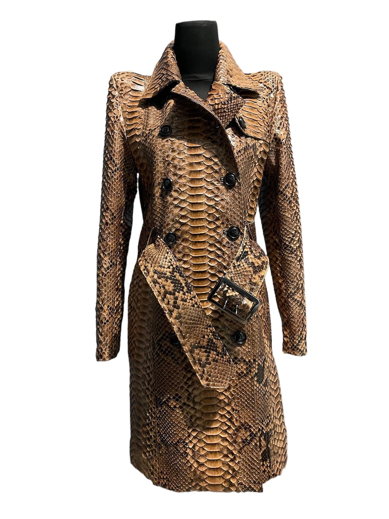 Woman's Dragon Python Leather Trench Coat Snakeskin - Etsy