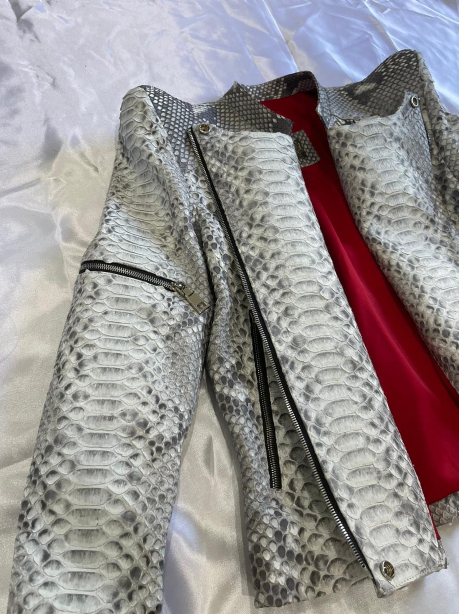 Women's Snakeskin Jacket Python Leather Jacket Elegant | Etsy