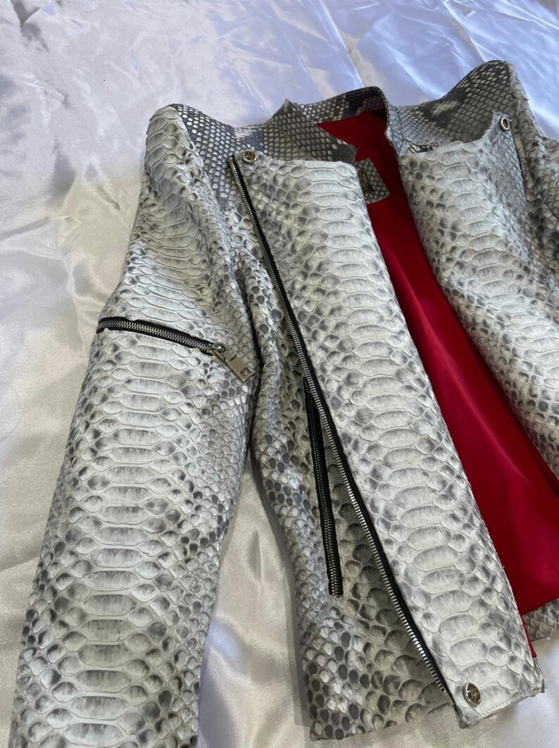 Women's Snakeskin Jacket Python Leather Jacket Elegant | Etsy
