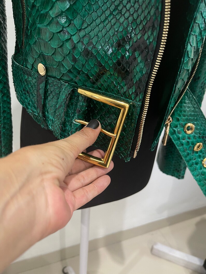 Green Snakeskin Jacket Womens Python Leather Emerald | Etsy