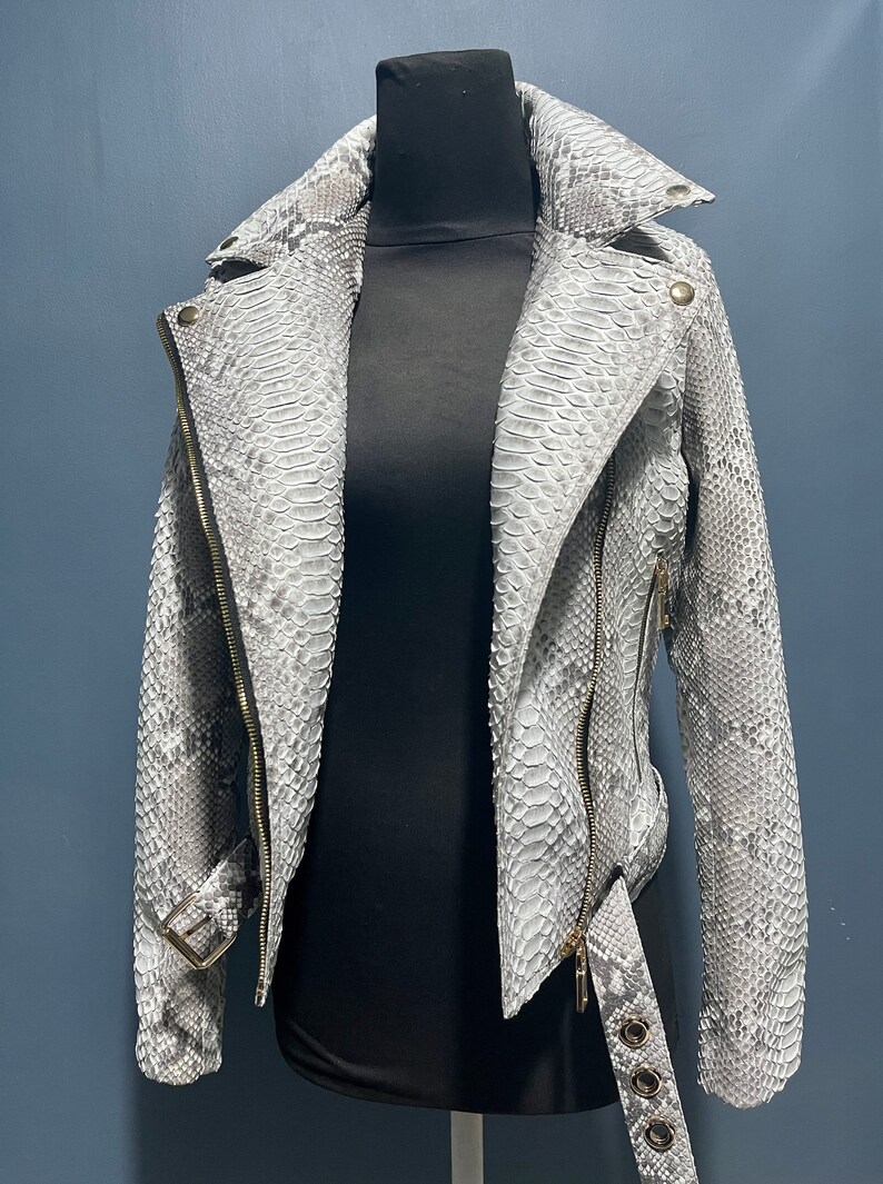 Women's Snakeskin Jacket, Python Leather Jacket, Real Python Leather ...