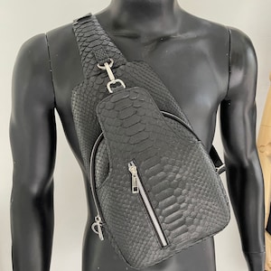 Snakeskin Backpack, Unisex Python Leather Backpack, Leather Rucksack ...