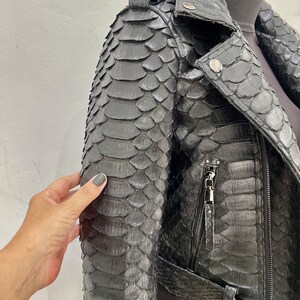 Custom Python Leather Jacket, Woman’s Biker Snakeskin Jacket, King Python Leather Jacket, Jumbo ...