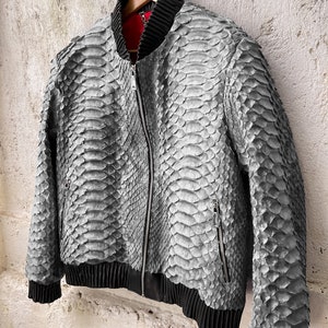 Man’s KING Snakeskin Bomber Jacket, Custom Jacket for Men, Dragon Python Leather Jacket, Leather ...