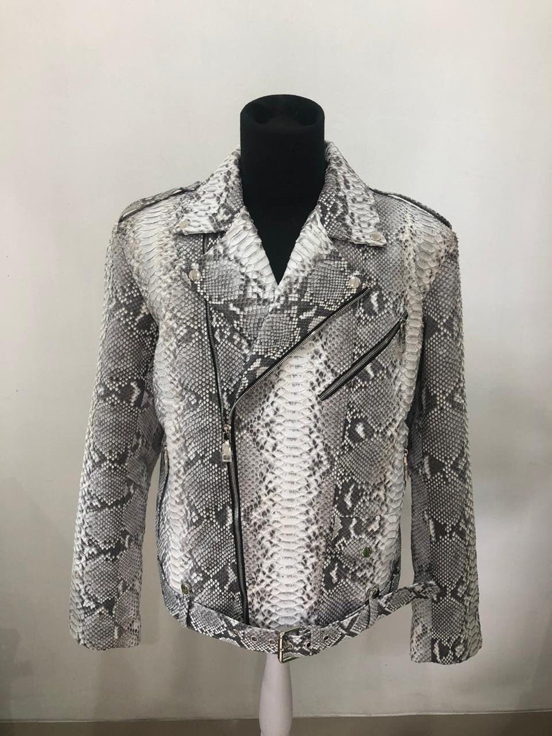 Man's Snakeskin Biker Jacket Python Leather Moto Jacket - Etsy