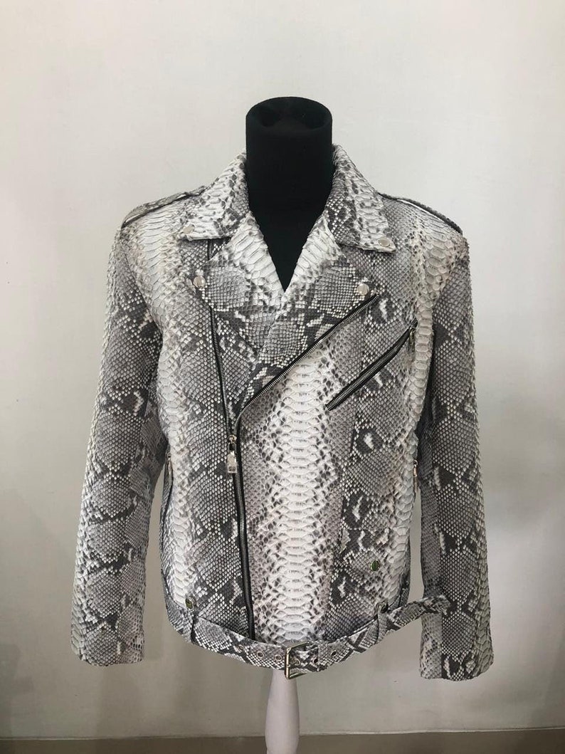 Man's Snakeskin Biker Jacket Python Leather Moto Jacket - Etsy