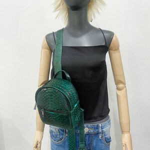Python Leather Backpack, Snakeskin Backpack, Geen Leather Rucksack, Custom Leather Backpack - Etsy