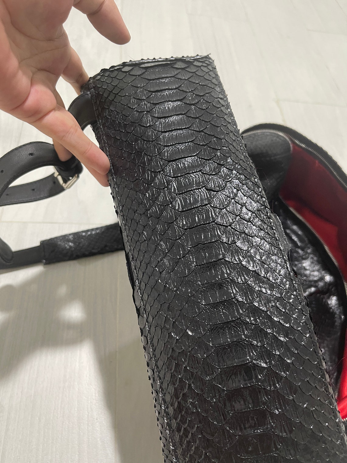 Snakeskin Backpack Unisex Black Python Leather Backpack | Etsy