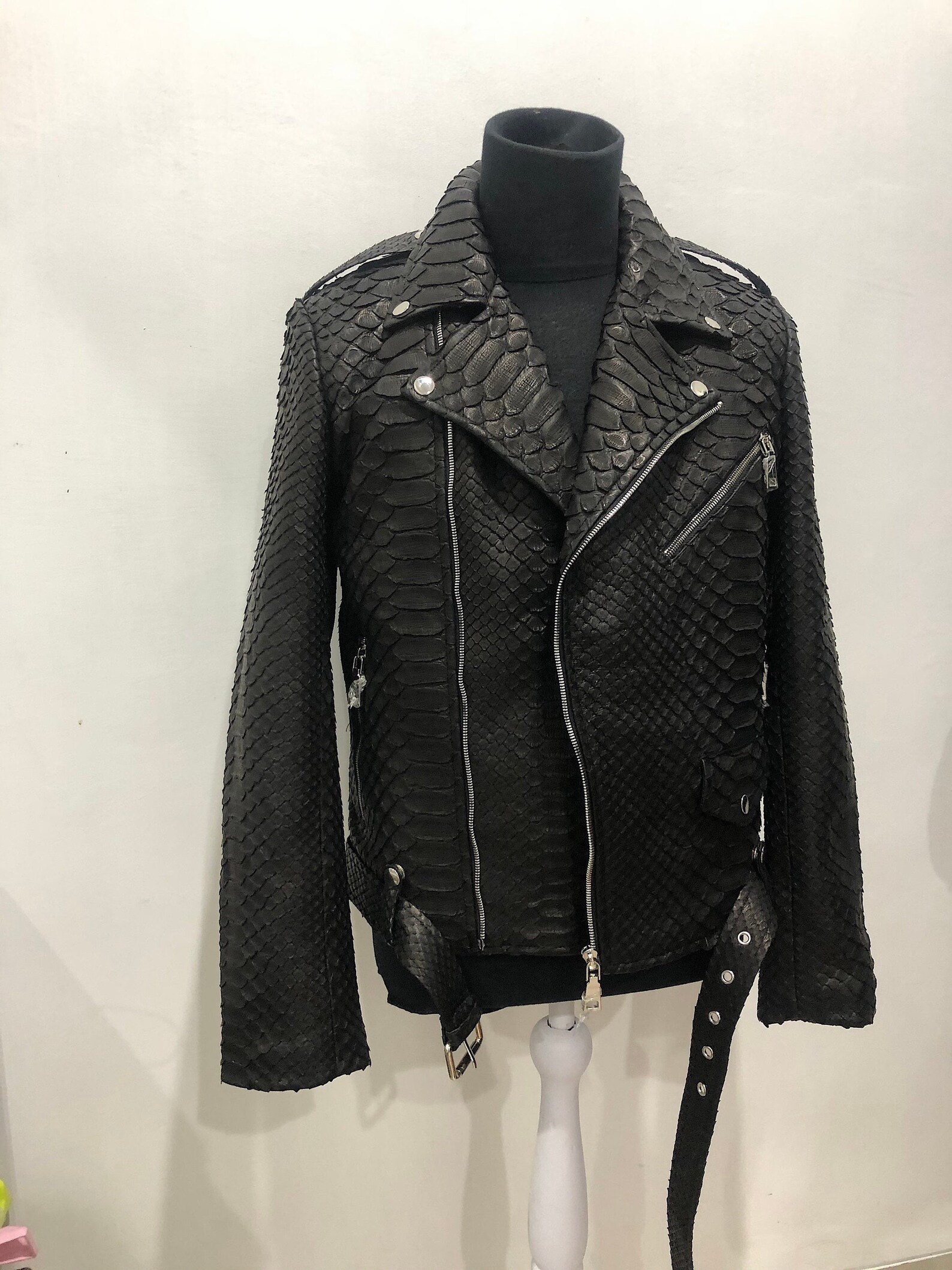 Man's Biker Snakeskin Jacket Dragon Python Leather - Etsy