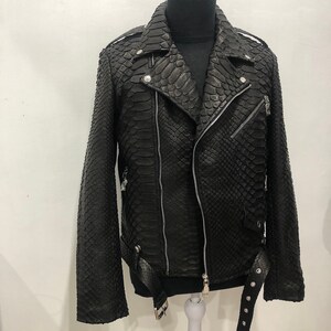 Man's Biker Snakeskin Jacket | Dragon Python Leather Jacket | Black ...