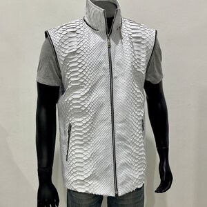 Man's Custom Jackеt/vest , King Snakeskin Python Leather Jacket, White ...