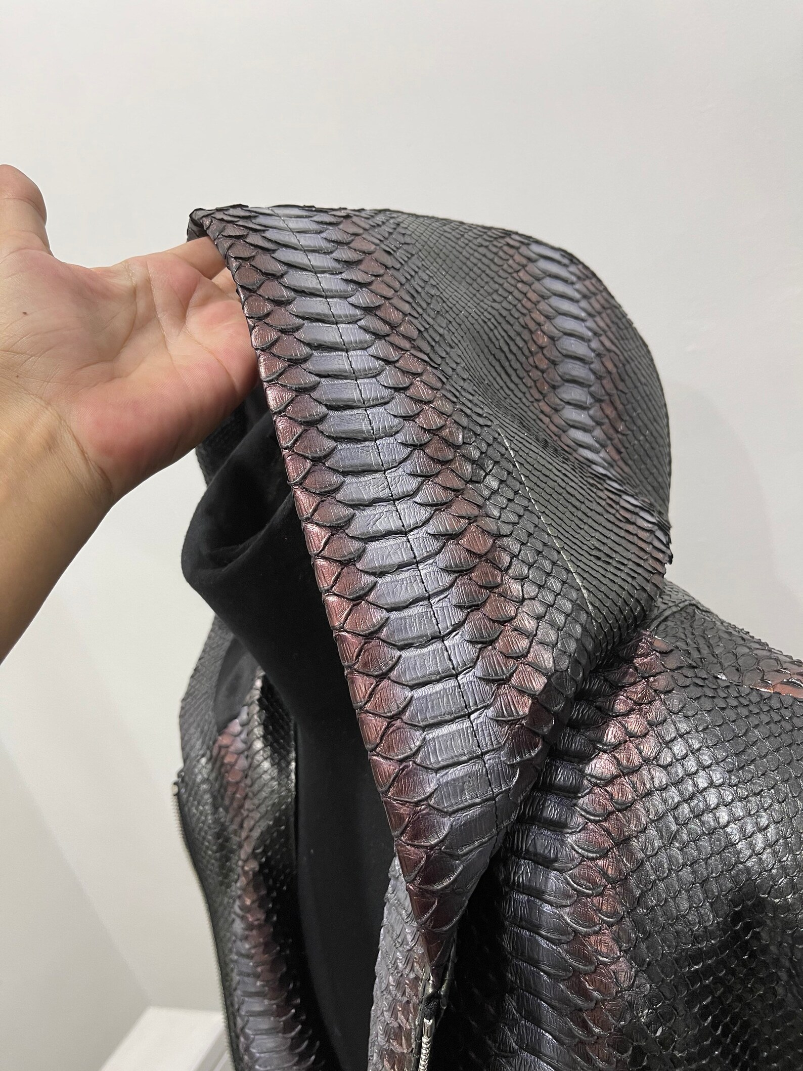 Snakeskin Jacket Python Leather Jacket Hodded Leather Jacket | Etsy