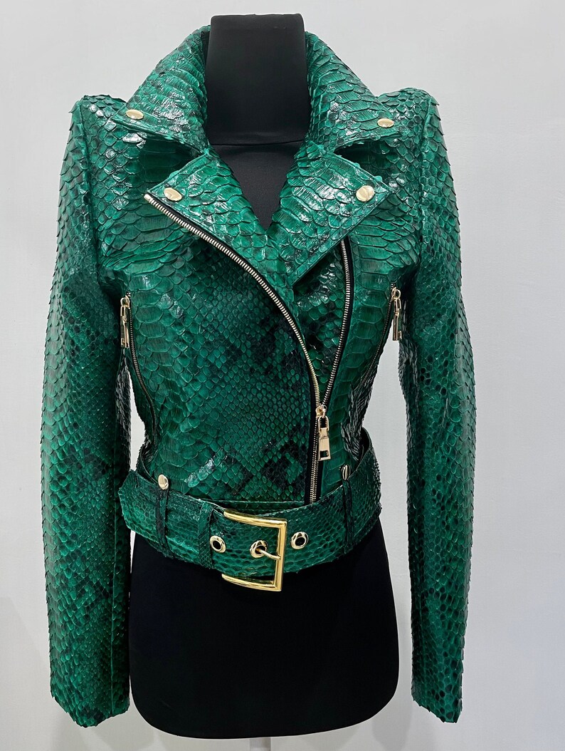 Green Snakeskin Jacket Womens Python Leather Emerald | Etsy
