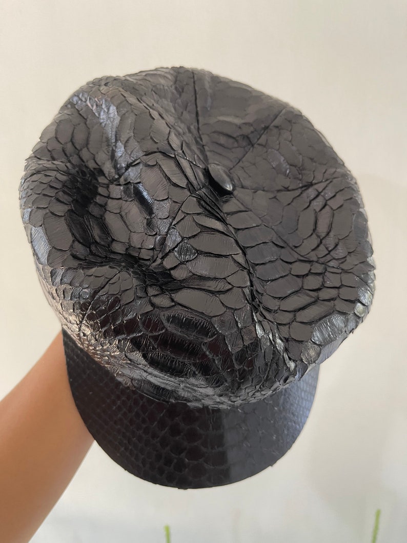 Snakeskin Hat Python Leather Cap Black Snake Skin Hat - Etsy