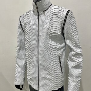 Man's Custom Jackеt/vest , King Snakeskin Python Leather Jacket, White ...
